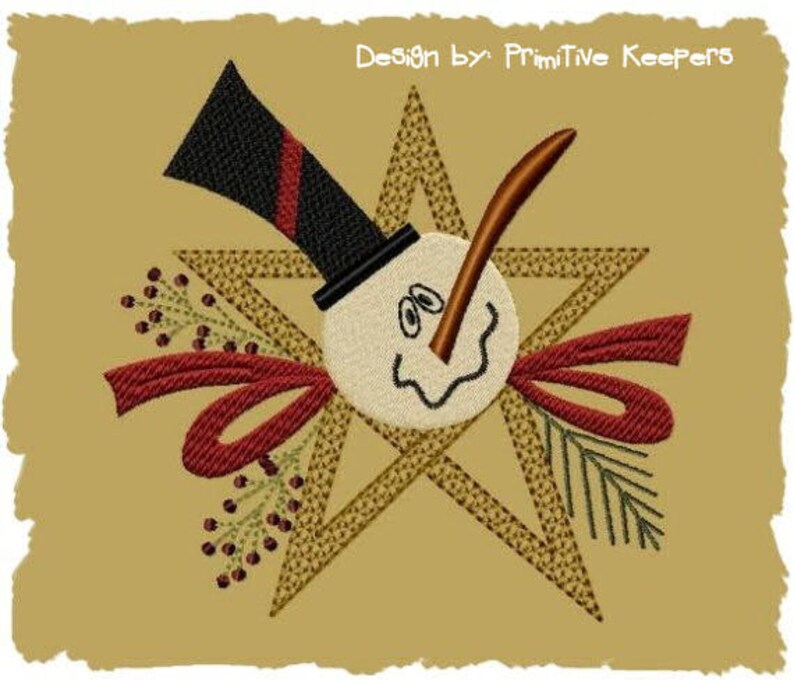 Primitive Machine Embroidery Design-star Snowmanversion | Etsy