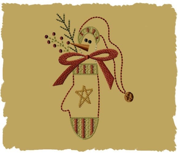 Primitive Machine Embroidery Design-snowman Collection 1-4x4 SET ...