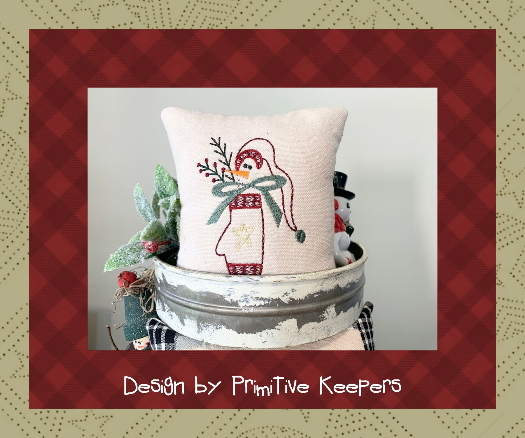 Primitive Machine Embroidery Design-snowman Collection 1-5X7 | Etsy