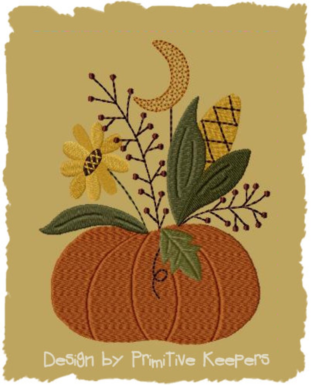 Primitive Machine Embroidery Design-moonlite Pumpkin--version 1--(5x7 ...