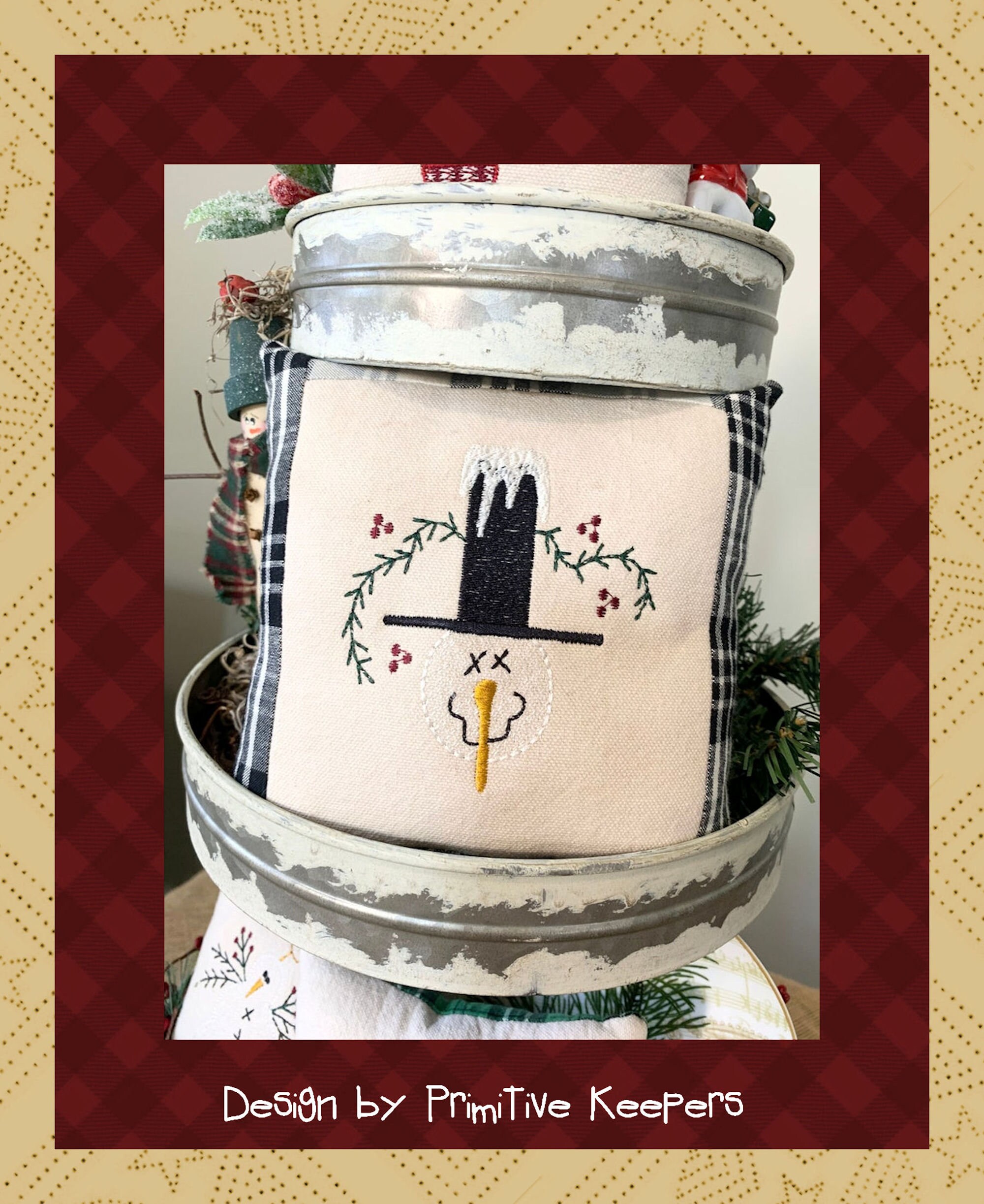 Primitive Machine Embroidery Design-snowman Collection 1-5X7 | Etsy