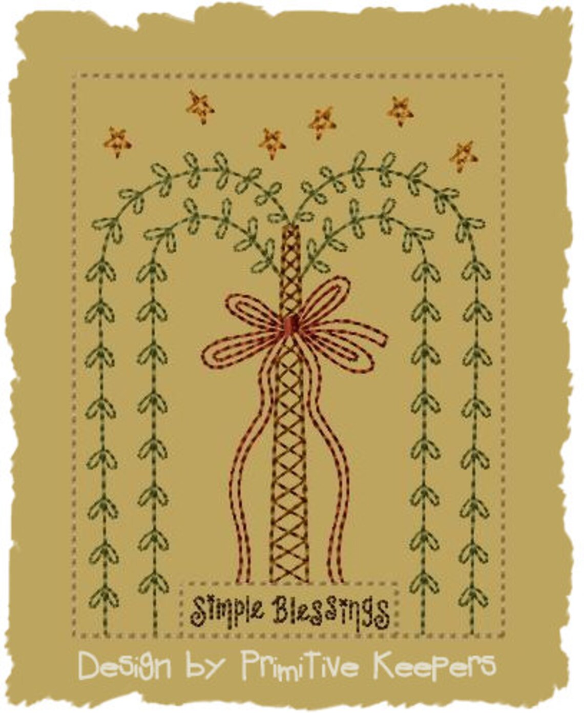 Primitive Machine Embroidery Design-simple Blessings Willow--version 2 ...