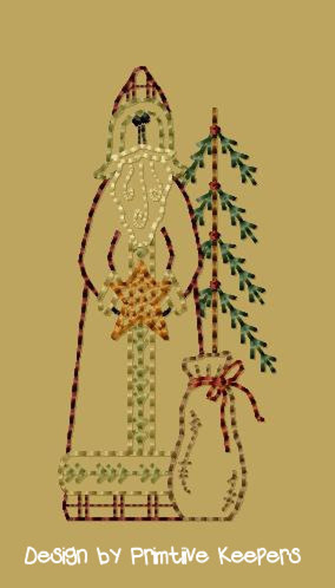 Primitive Machine Embroidery Design-father Christmas--version 2--(4x4 ...