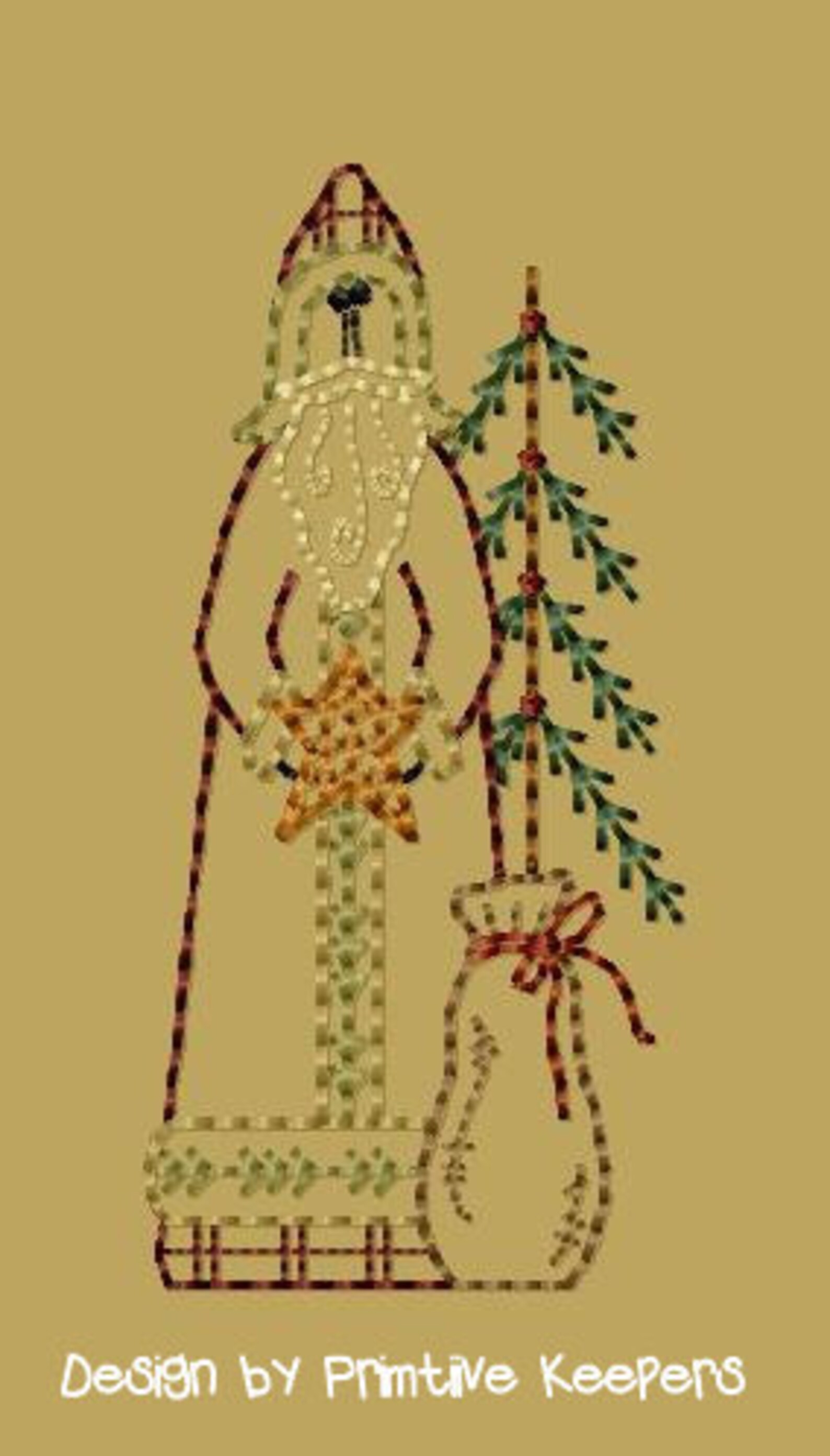 Primitive Machine Embroidery Design-father Christmas--version 2--(4x4 ...