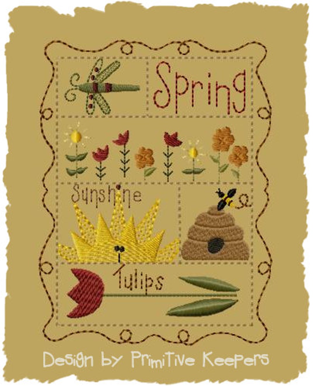 Primitive Machine Embroidery Design-spring Samplerversion 15x7instant ...