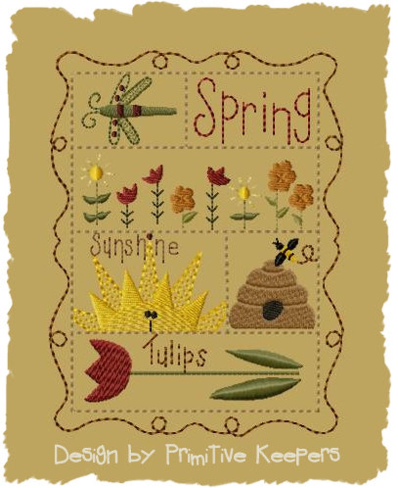 Primitive Machine Embroidery Design-spring Sampler--version 1--(5x7 ...