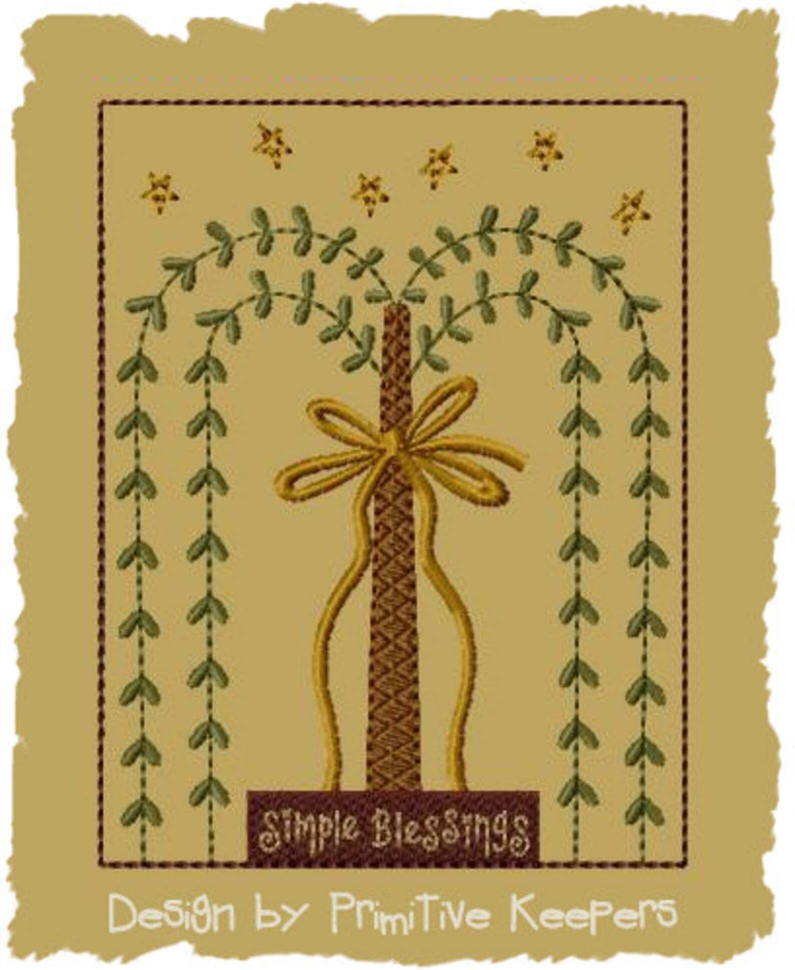 Primitive Machine Embroidery Design-simple Blessings Willow--version 1 ...