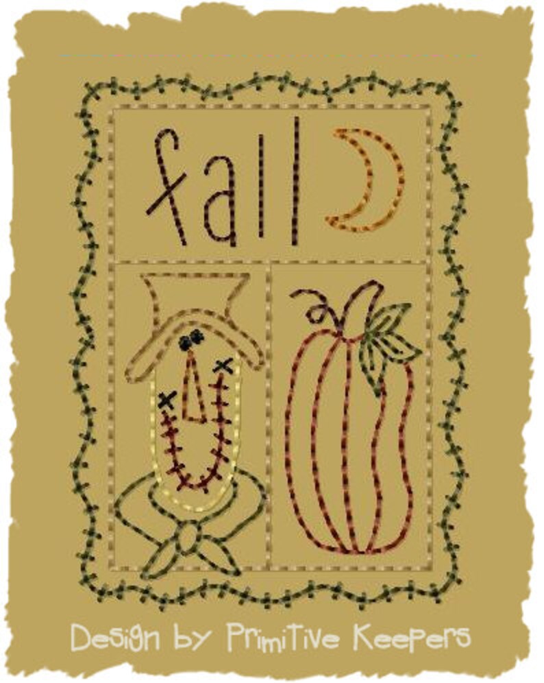 Primitive Machine Embroidery Design-fall Samplerversion - Etsy