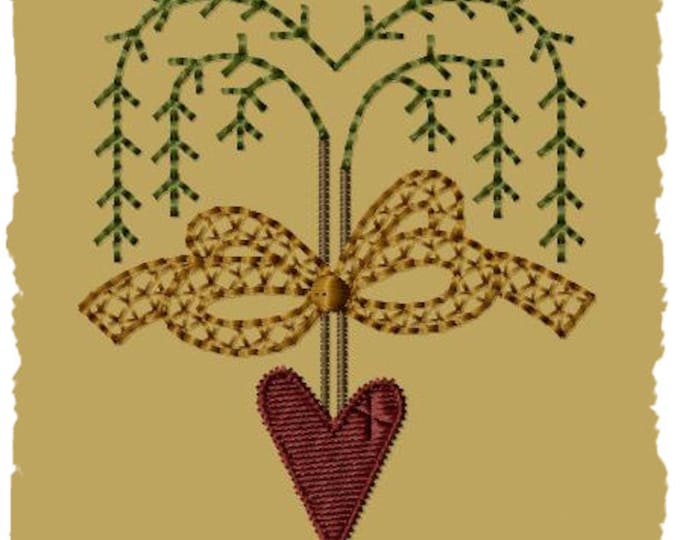 Primitive Machine Embroidery Design-willow Spring Ornie-- (4x4)-instant ...