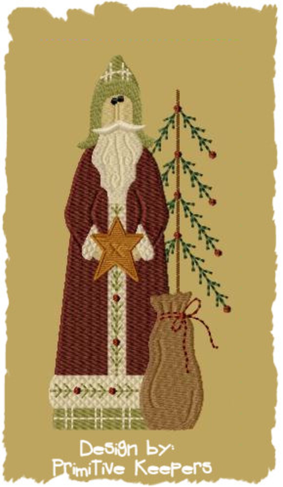 Primitive Machine Embroidery Design-father Christmas--version 1-- (5 X ...