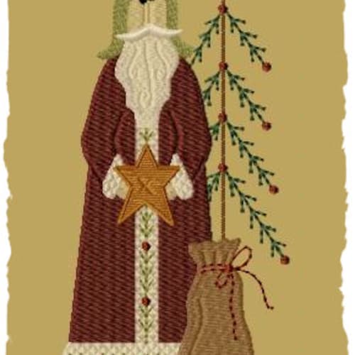 Primitive Machine Embroidery Design-father Christmasversion - Etsy