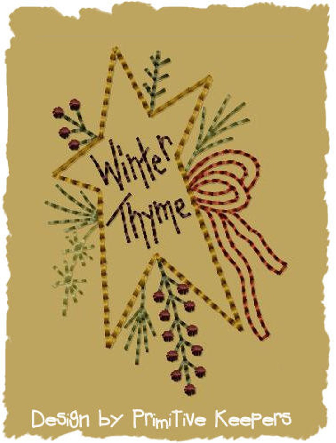 Prim Winter Wreath (star)- Machine Embroidery Design~version 2-(4x4 ...