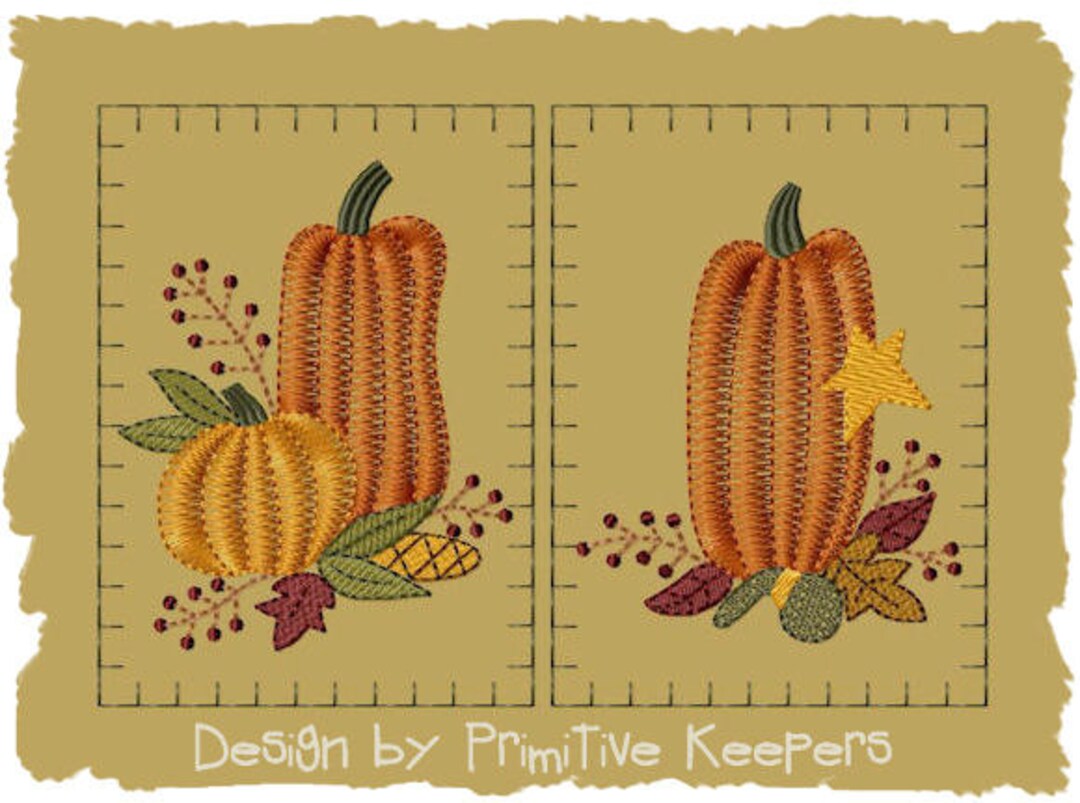 Primitive Machine Embroidery Design-prim Pumpkin Hand Towel-version 1 ...