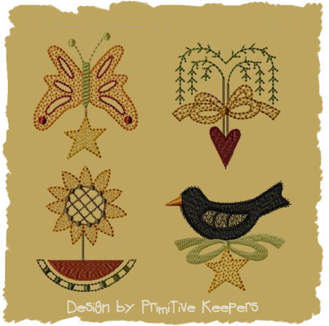 Primitive Machine Embroidery Design-wire Spring Ornies Collection-4x4 ...