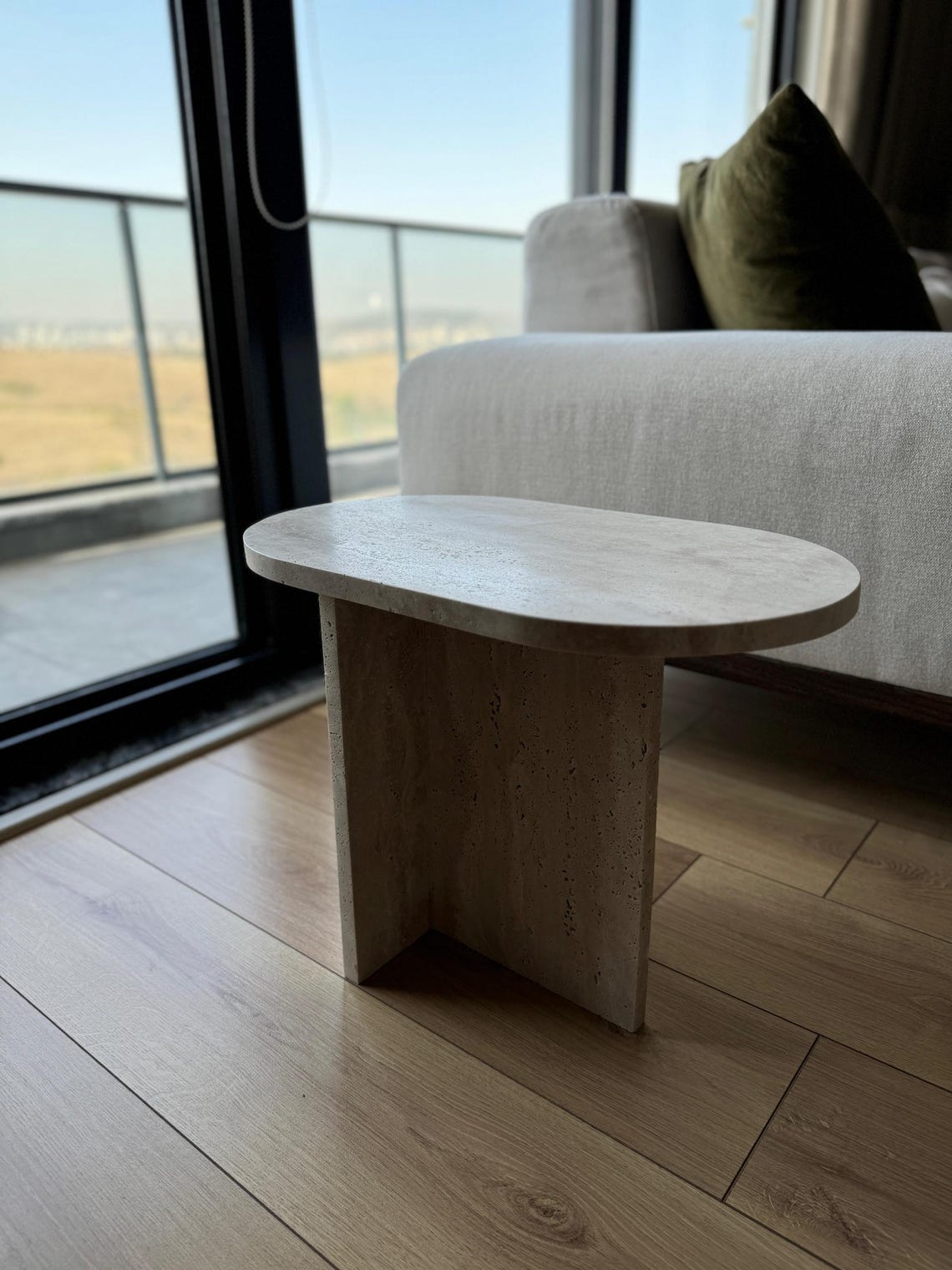 Travertine Side Table - Etsy