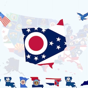 50 USA States & Capitals Flags Collection – Digital Graphic Bundle for ...