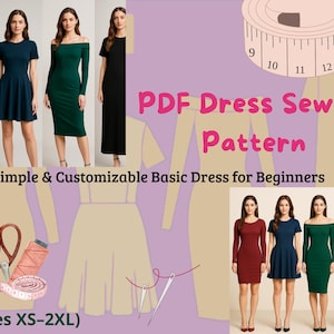 PDF Dress Sewing Pattern – Simple & Customizable Basic Dress for ...