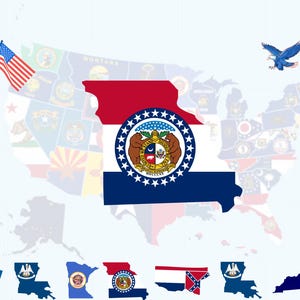 50 USA States & Capitals Flags Collection – Digital Graphic Bundle for ...