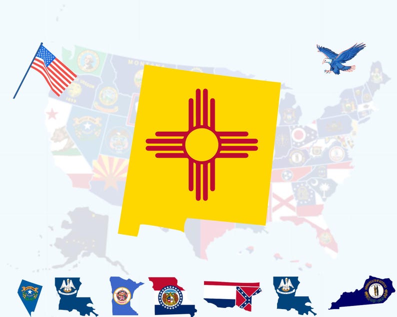 50 USA States & Capitals Flags Collection – Digital Graphic Bundle for ...