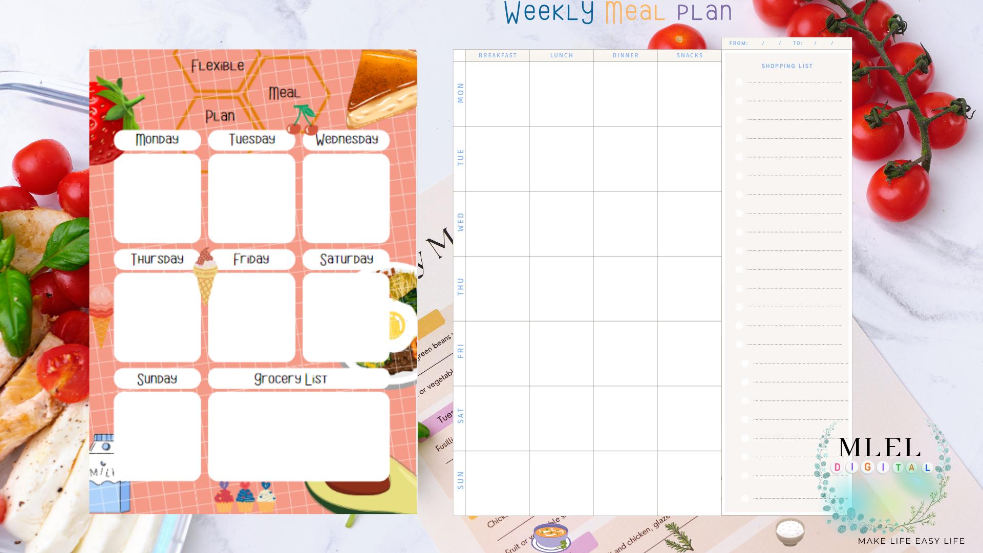 Editable Weekly Meal Planner Template – Family Food Plannings ...