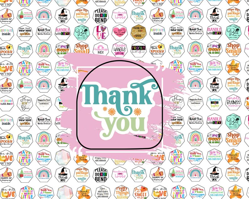 Colorful Packaging Stickers Bundle – 100 PNG Small Business Shipping ...