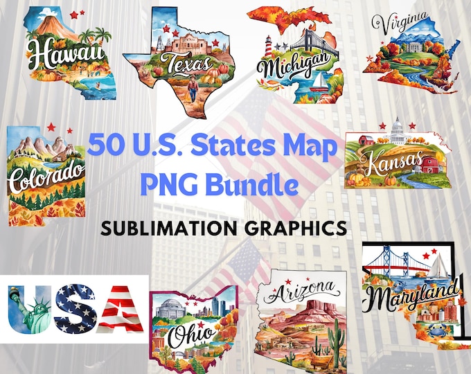 All 50 States Outline PNG Bundle. United States Png. US Outlines Png ...