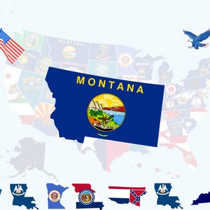 50 USA States & Capitals Flags Collection – Digital Graphic Bundle for ...