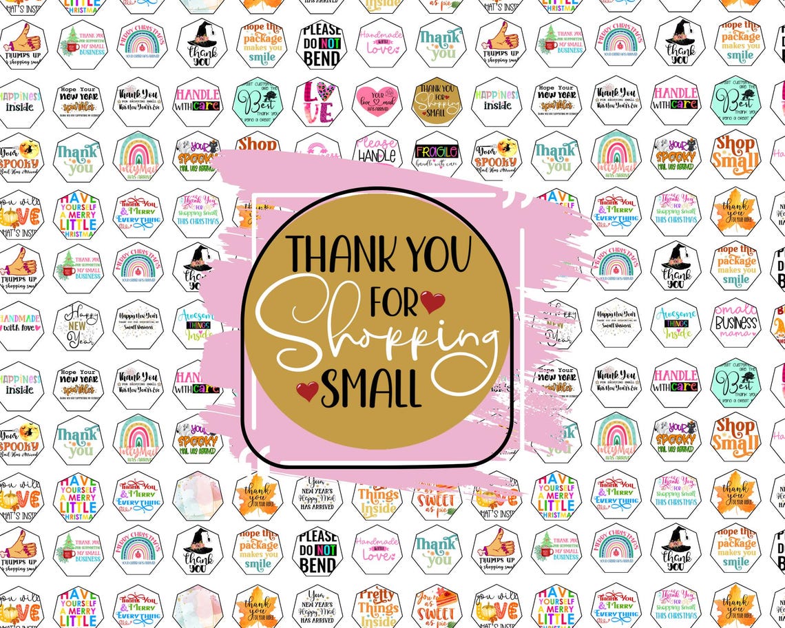Colorful Packaging Stickers Bundle – 100 PNG Small Business Shipping ...