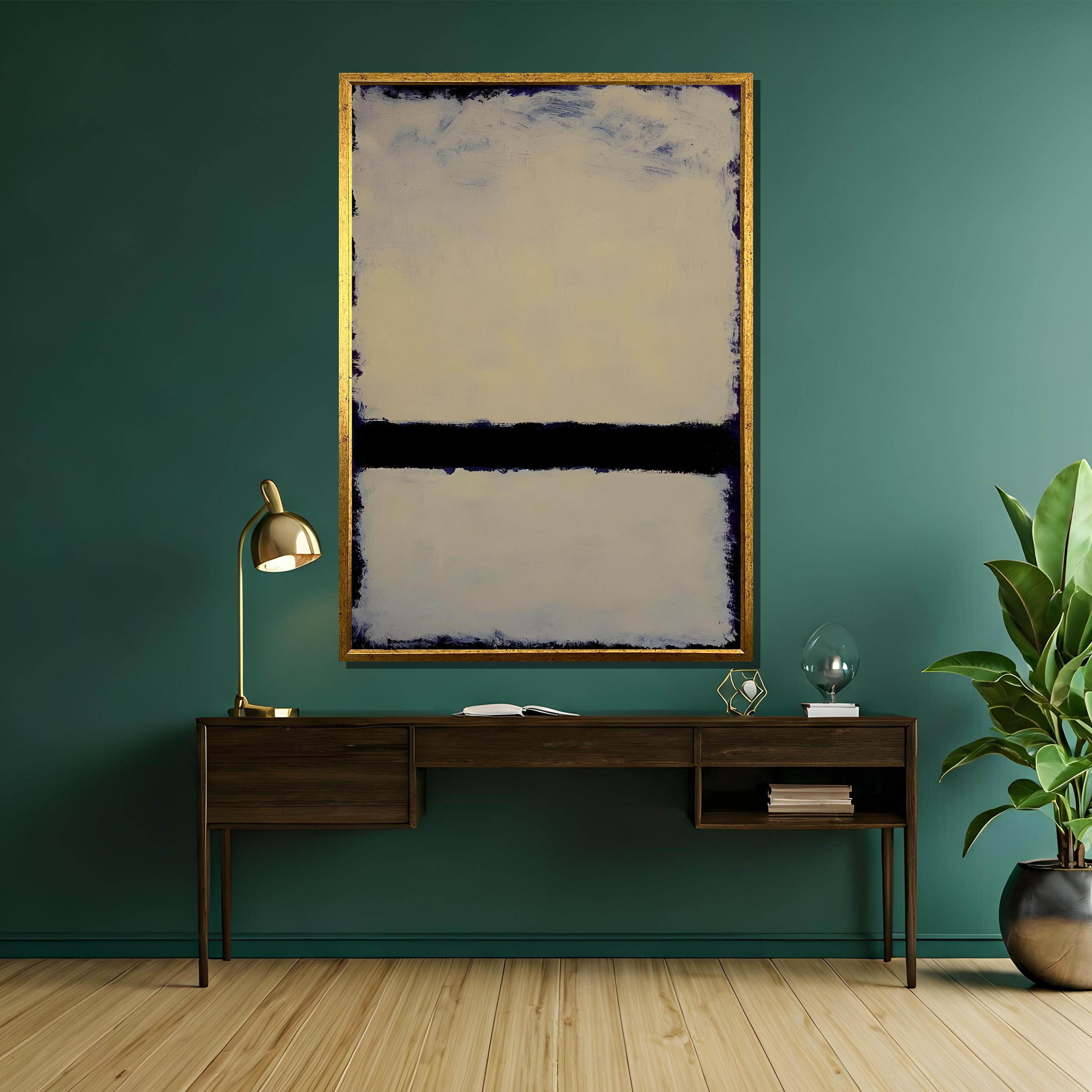 Modern Minimalist Mark Rothko Canvas Painting in Soft Beige and Deep ...