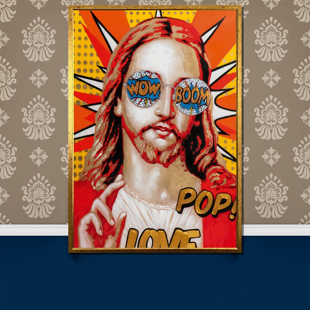Pop Art Jesus Canvas Painting - Vibrant Religious Wall Decor, Unique ...