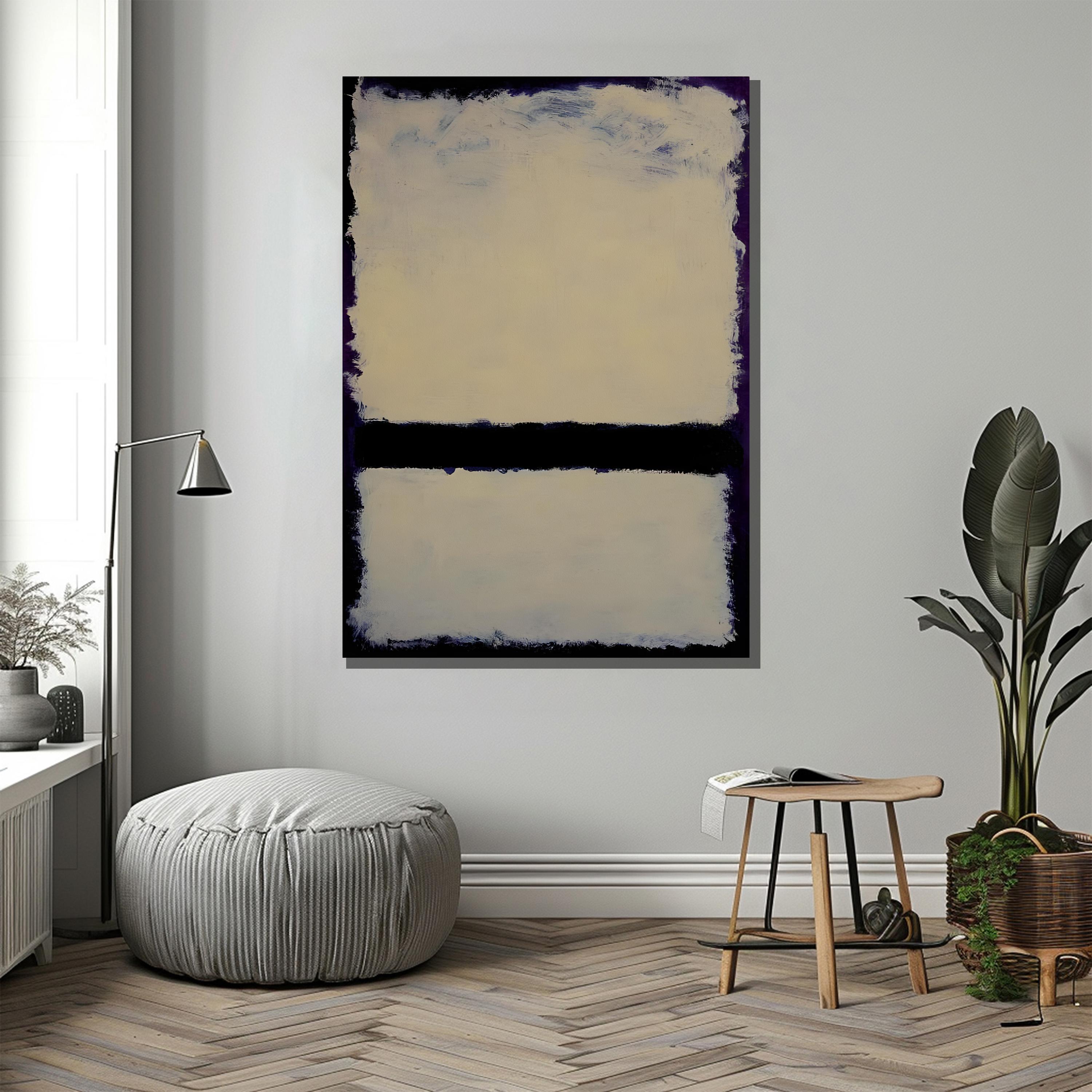 Modern Minimalist Mark Rothko Canvas Painting in Soft Beige and Deep ...