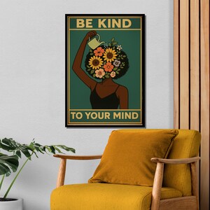 Be Kind to Your Mind Wall Art, Positive Mental Health Poster, Floral ...