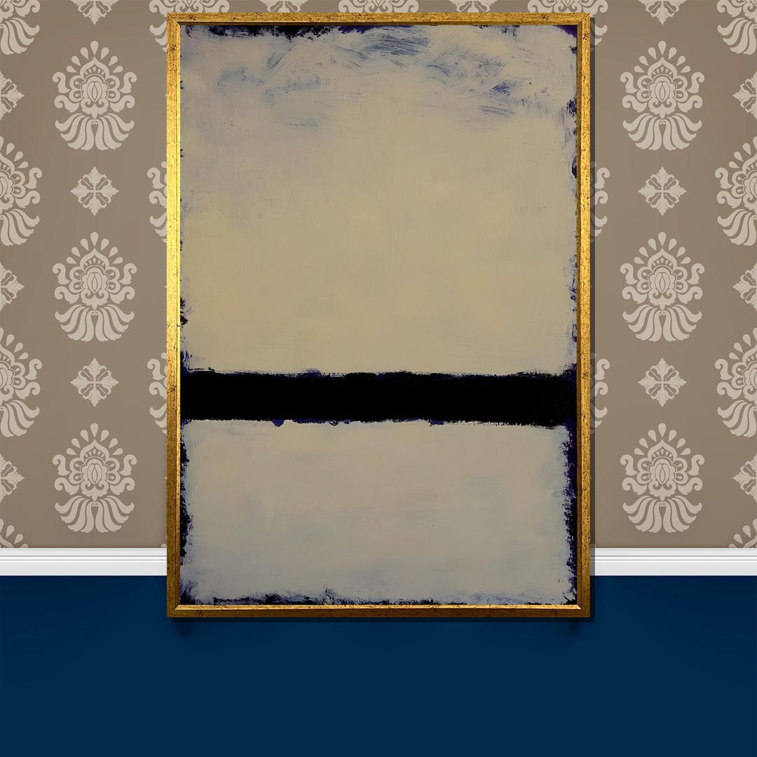 Modern Minimalist Mark Rothko Canvas Painting in Soft Beige and Deep ...