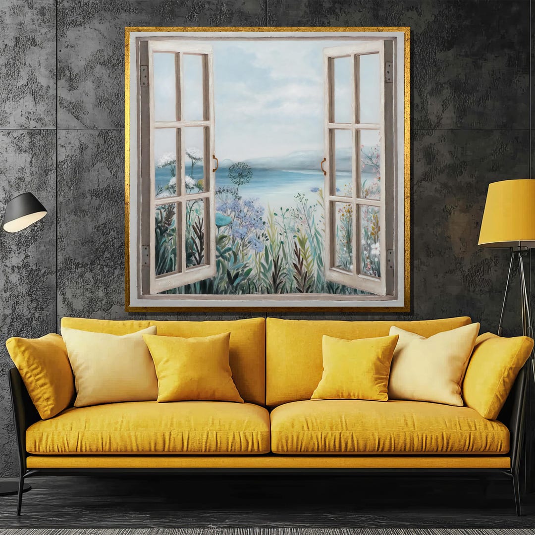 Open Window View Canvas Painting | Scenic Landscape Wall Art Gift ...