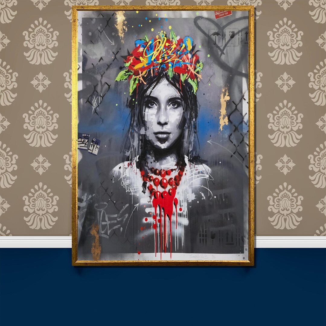 Modern Woman Portrait - Striking Colorful Flower Crown Emotional ...