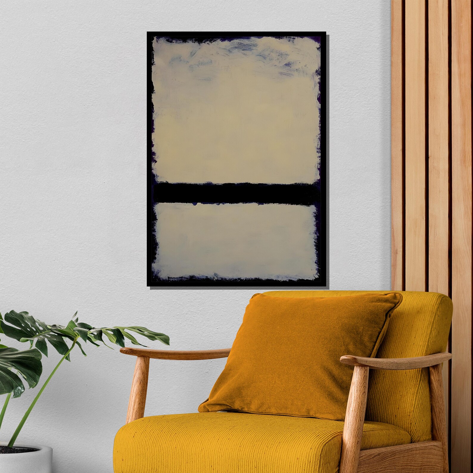 Modern Minimalist Mark Rothko Canvas Painting in Soft Beige and Deep ...