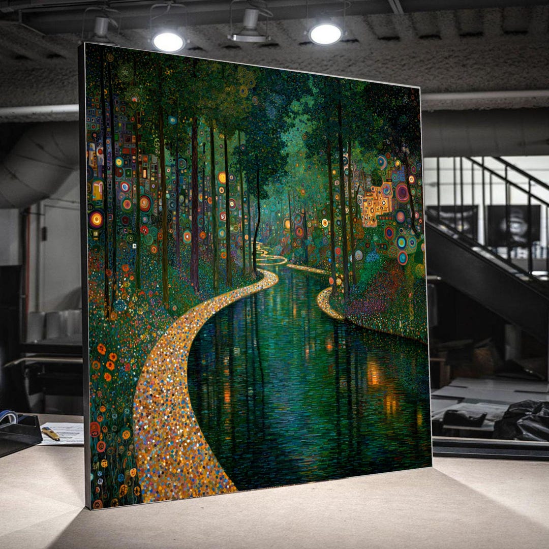 Mystical Forest Path Canvas, Gustav Klimt Wall Art, Abstract Nature ...