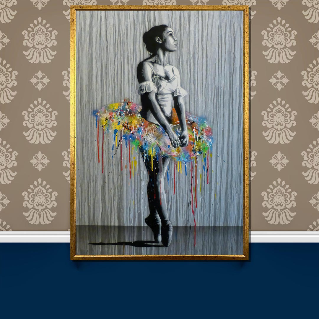 Colorful Graffiti Ballerina Canvas Painting - Modern Dance Wall Art ...