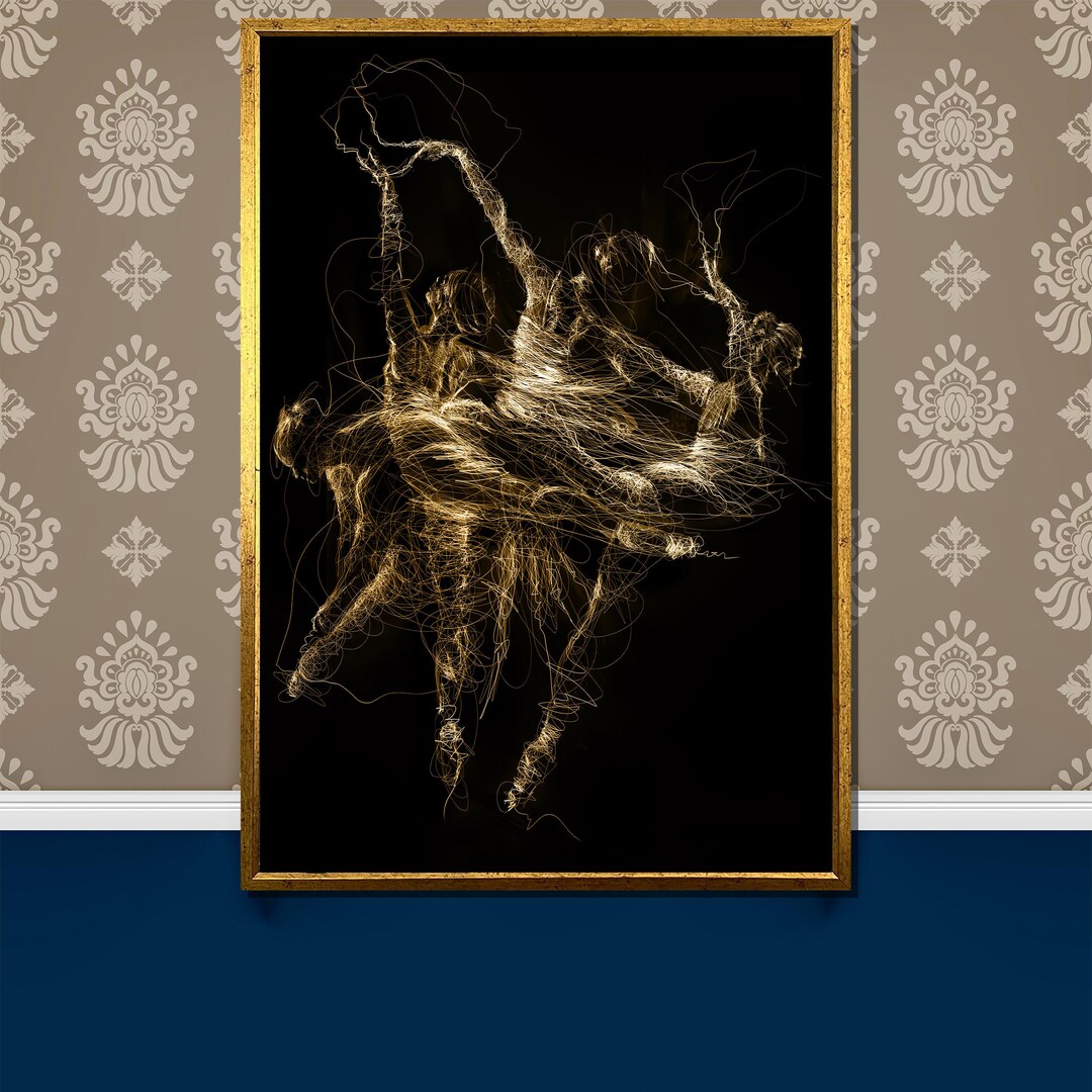 Golden Ballet Dance Canvas Painting - Abstract Light Art for Dance ...