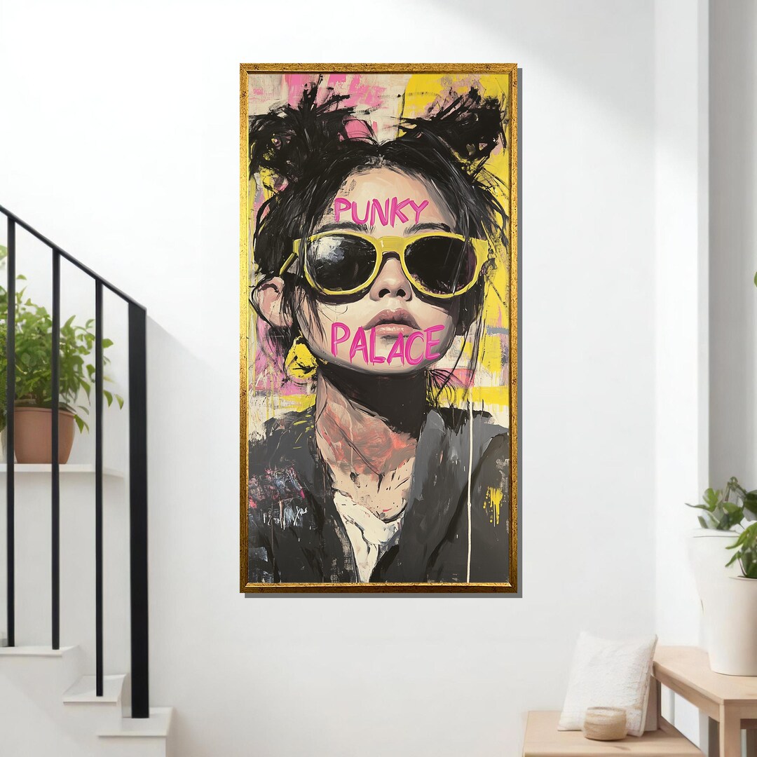 Punky Palace Canvas Painting, Urban Asian Girl Portrait Wall Art, Bold ...