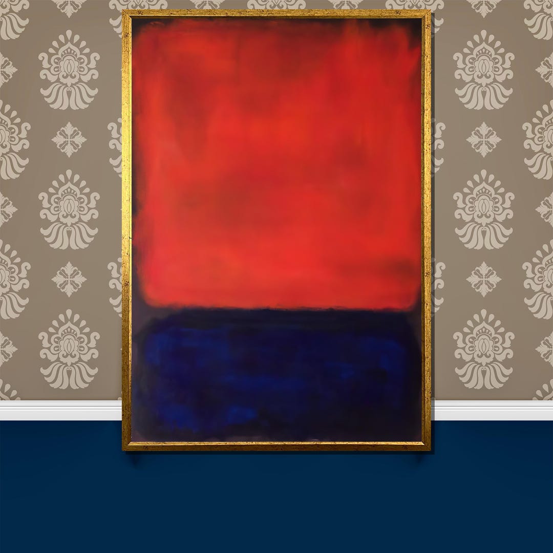 Mark Rothko Red and Blue Abstract Canvas Painting - Expressionist ...