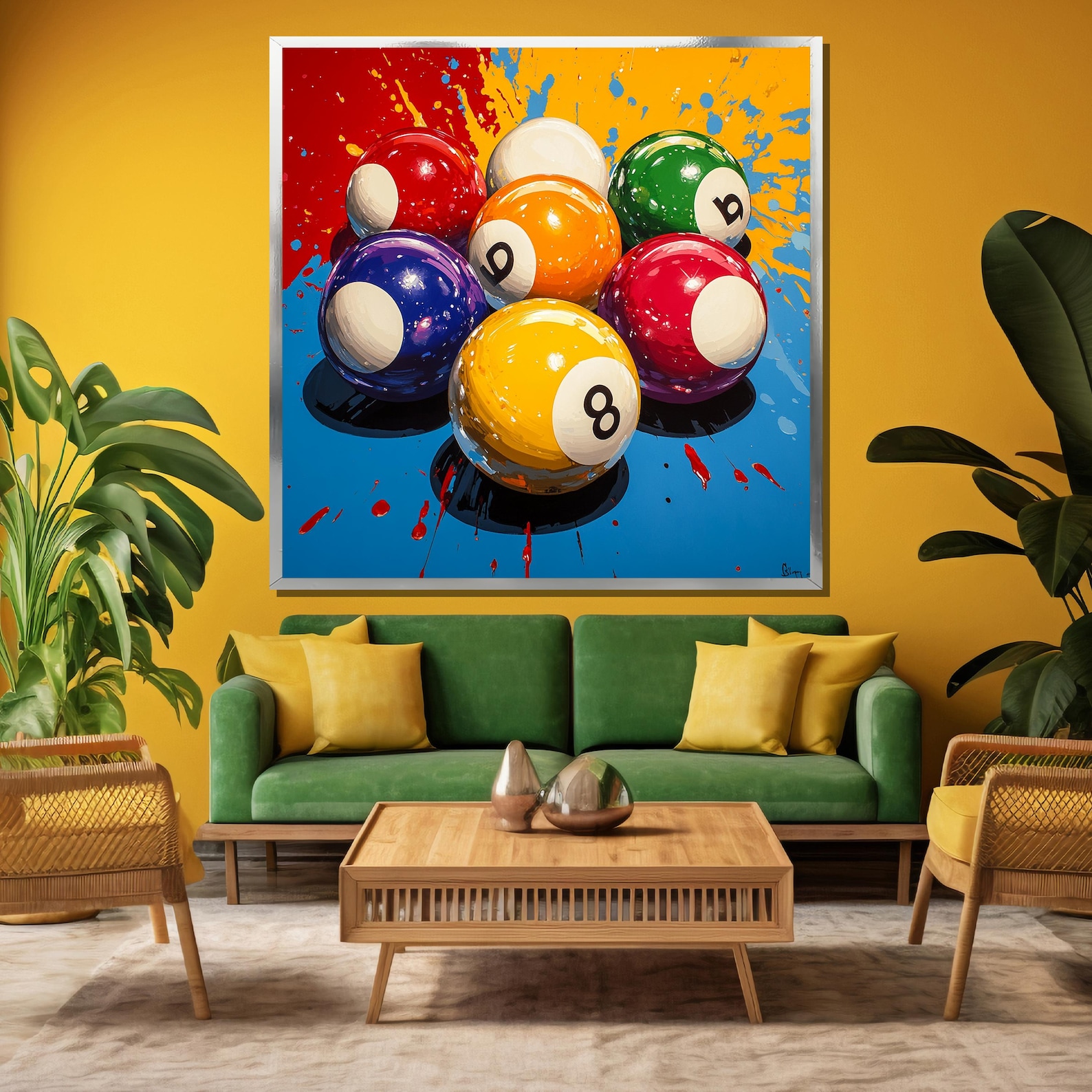 Colorful Billiards Canvas Painting, Pool Ball Wall Art, Pop Art Home ...