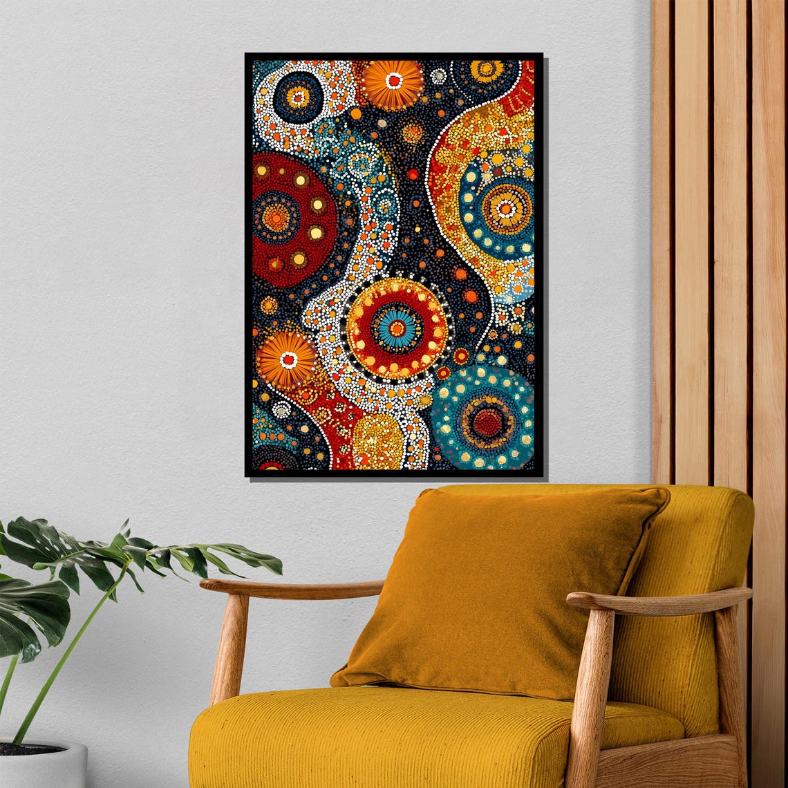 Aboriginal Dot Art Canvas Painting - Vibrant Indigenous Wall Decor ...