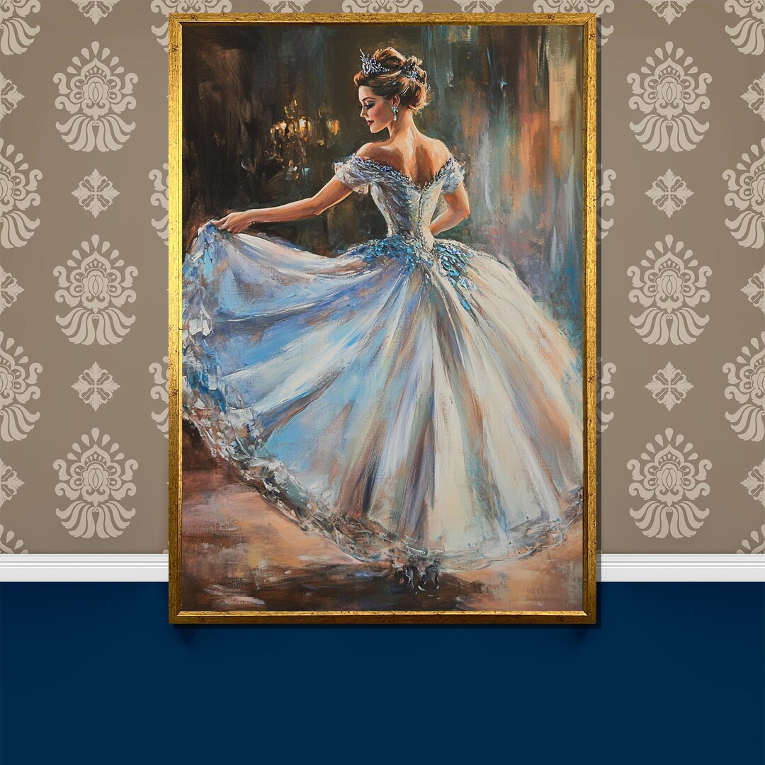 Elegant Princess Canvas Painting - Enchanting Ball Gown Art Gift for ...