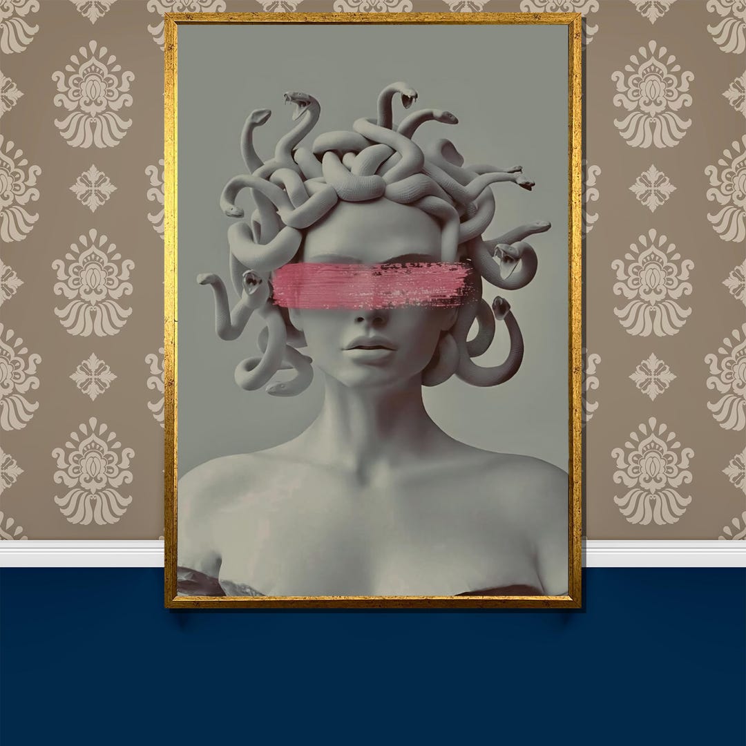 Abstract Medusa Canvas Painting - Modern Greek Mythology Art for Unique ...