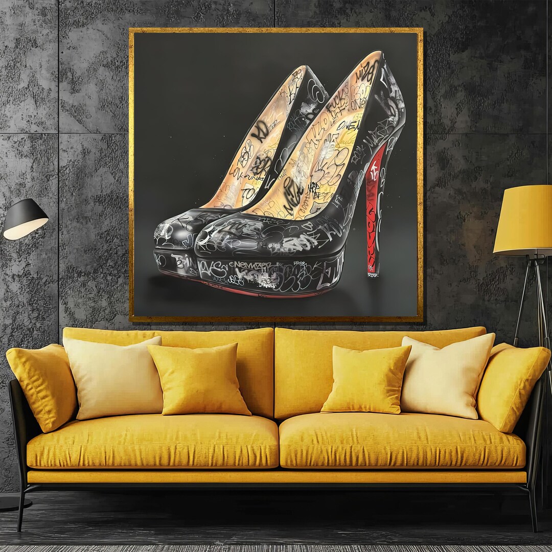 Stylish Graffiti High Heel Canvas Painting - Modern Wall Art for ...