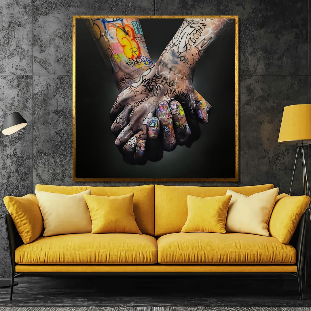 Graffiti Hands Canvas Painting – Expressive Wall Art Gift, Perfect for ...