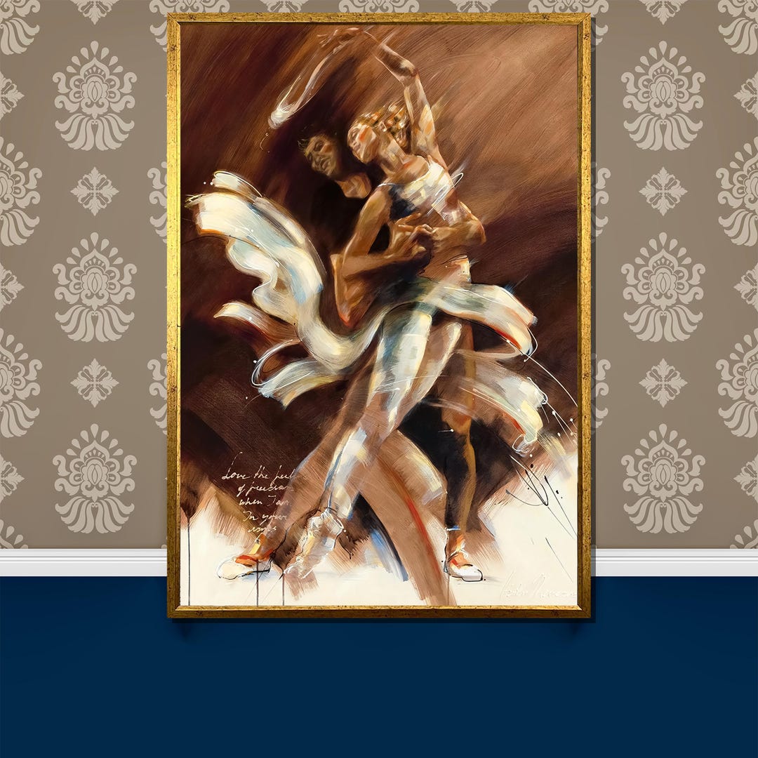 Dynamic Ballet Dance Canvas Painting - Graceful Movement and Abstract ...