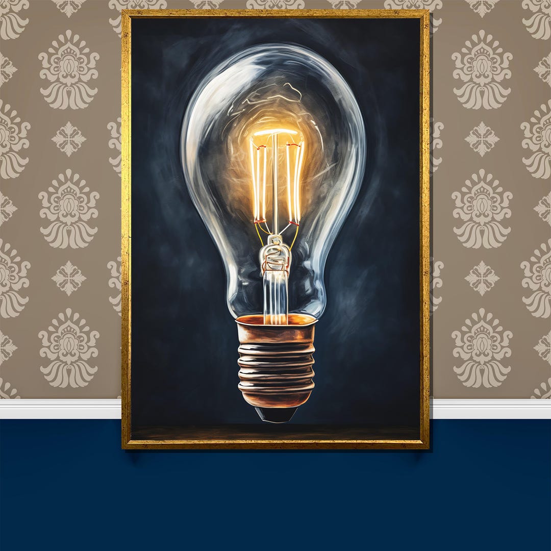 Illuminated Light Bulb Canvas Painting – Bright and Inspirational Art ...