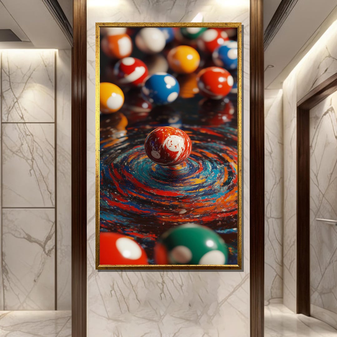 Abstract Billiards Canvas Painting, Monet-inspired Pool Ball Art ...